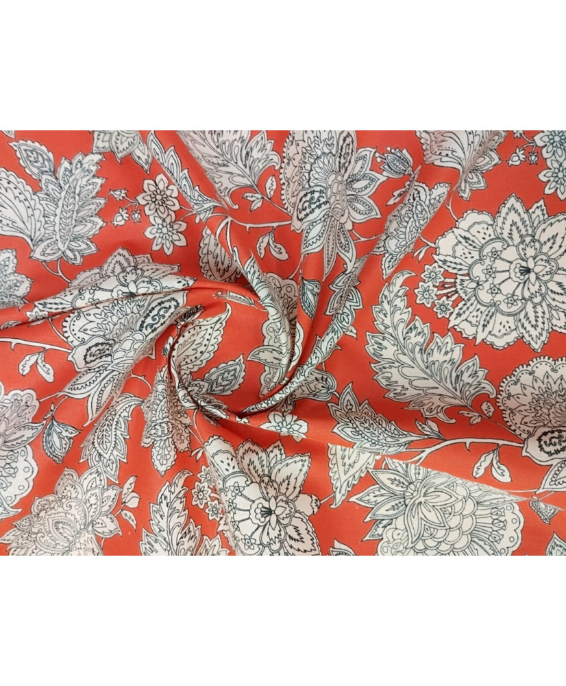 Tissu Cretonne SHARMA Terracotta