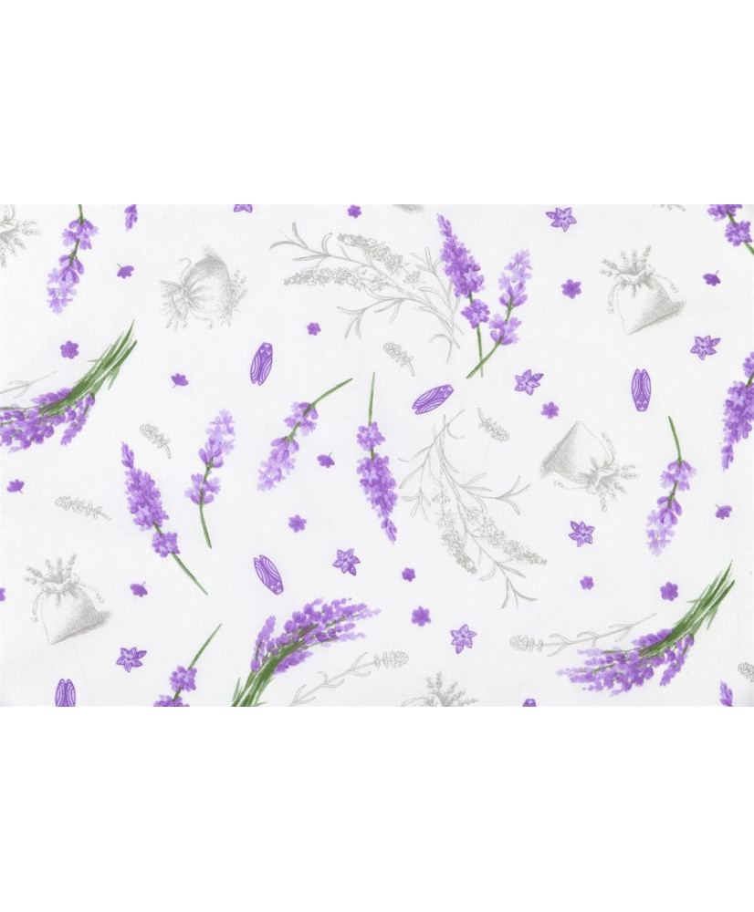 Tissu lavande provençal 50% coton 50% polyester – Motif floral violet