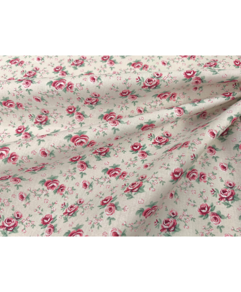 Tissu Cretonne 100% Coton 160cm SUZANNE - Motif Petites Roses ...